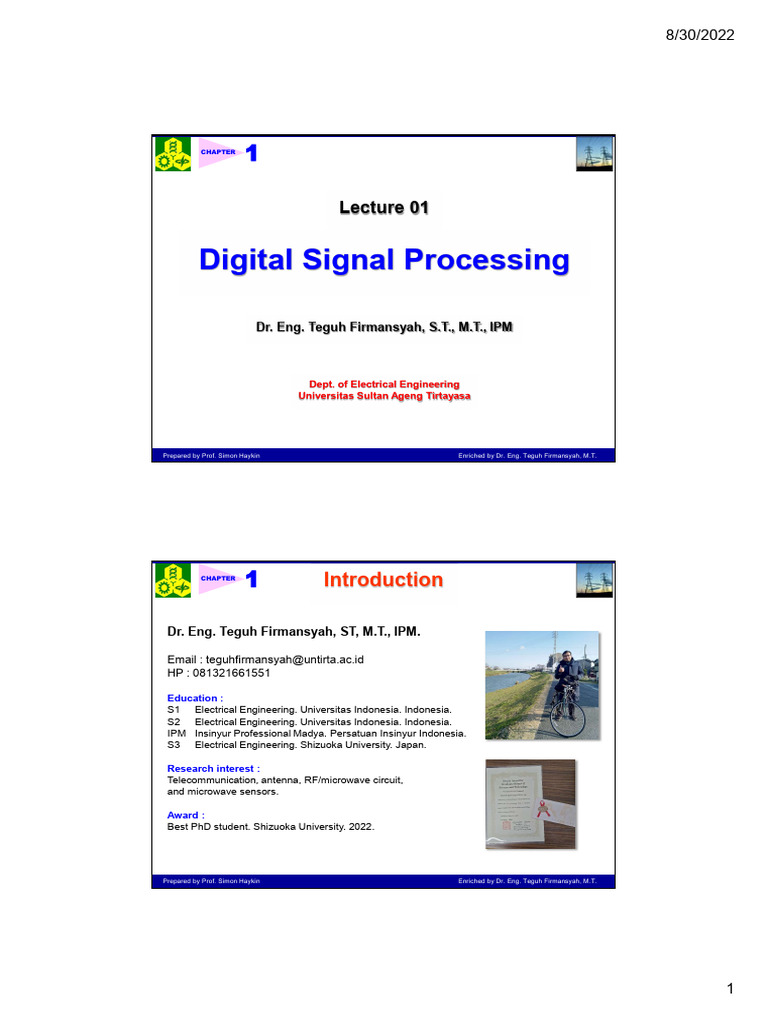 HO Kuliah 01 Pengolahan Sinyal | PDF | Telecommunications | Information ...
