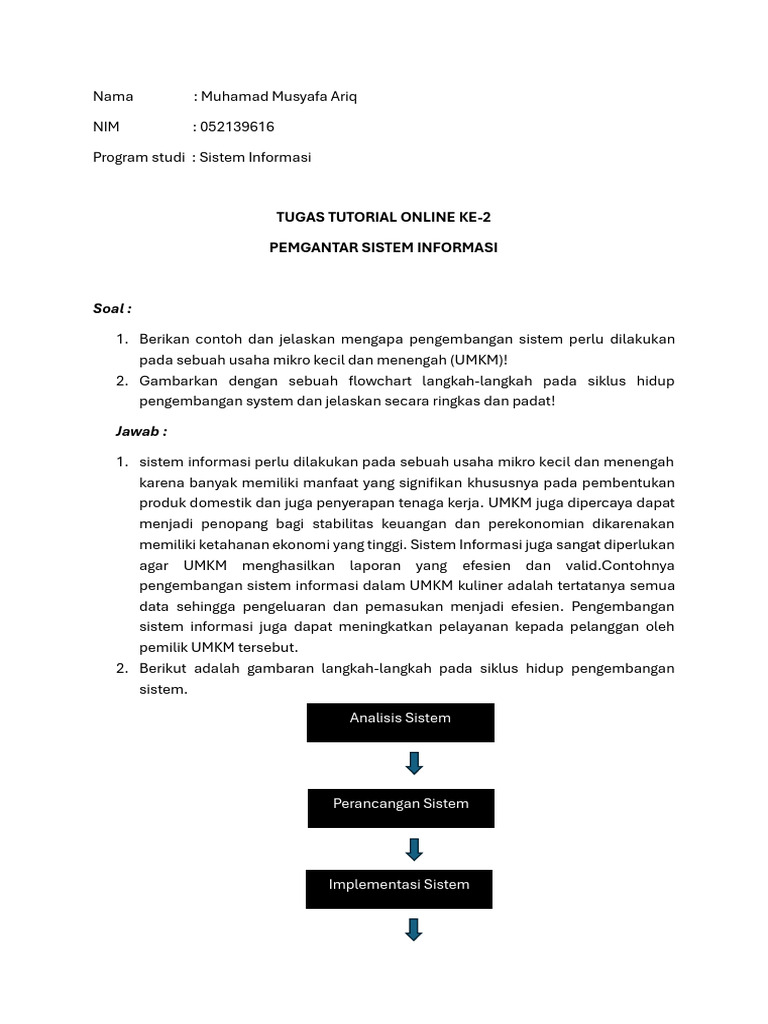 Tugas 2 Pengantar Sistem Informasi M.musyafa Ariq | PDF | Bisnis | Komputer