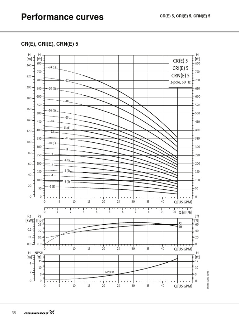 Datos Tecnicos Bombas Centrifugas Grundfos CR5 | PDF | Turbomachinery | Hydraulics