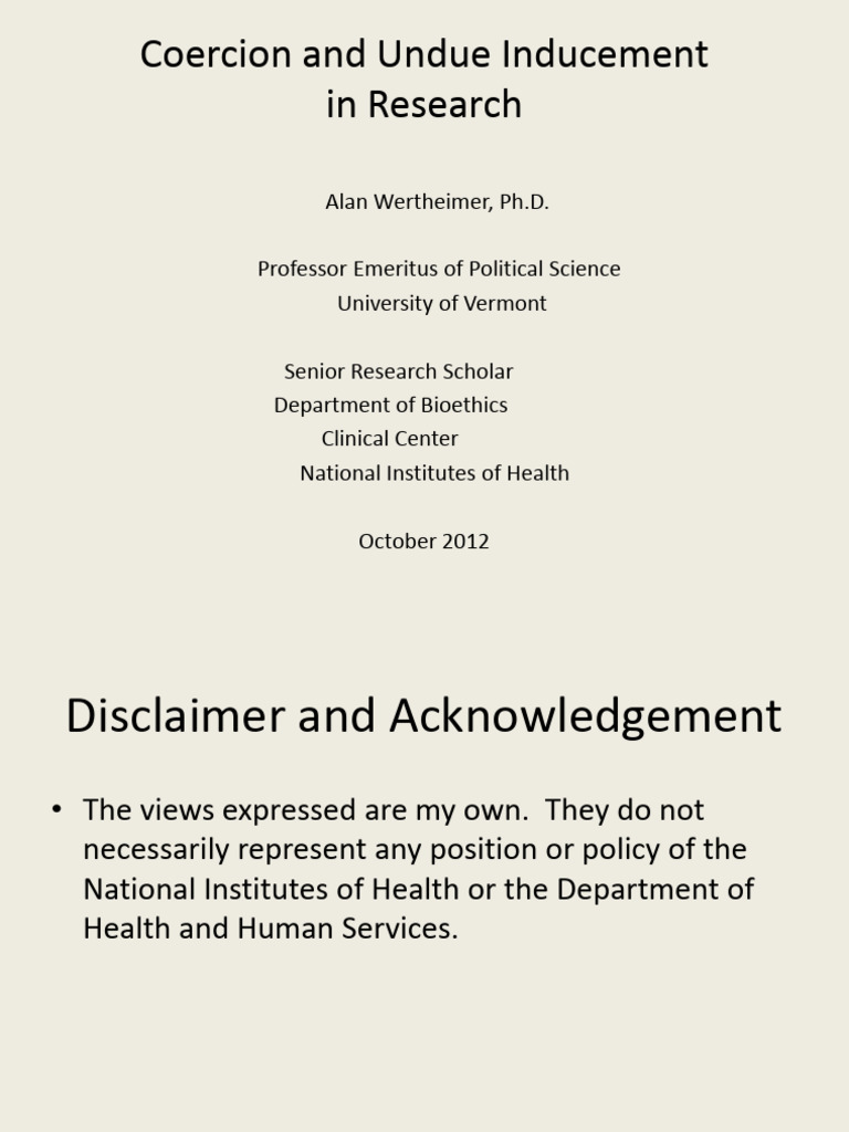 Coercion Inducement in Research | PDF | Institutional Review Board ...