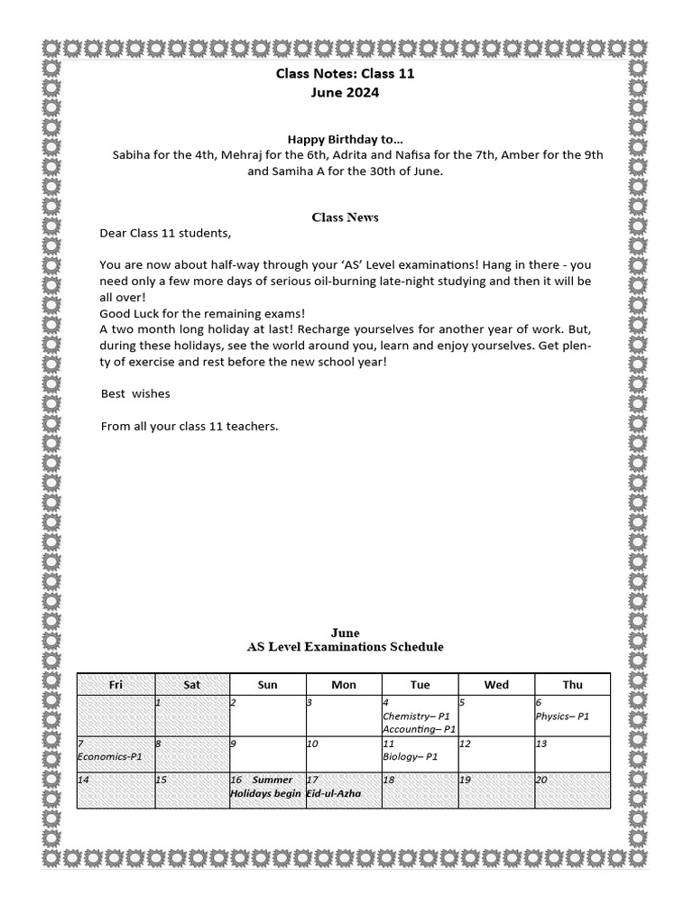 Class Notes | PDF