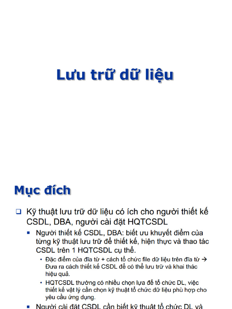 Lưu trữ HỆ QUẢN TRỊ CSDL | PDF