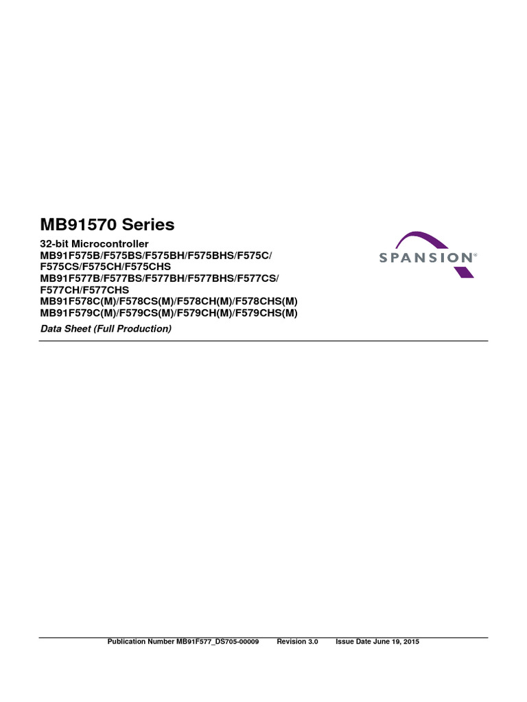 Spansion MB91570 Microcontroller Data Sheet | PDF | Central Processing ...