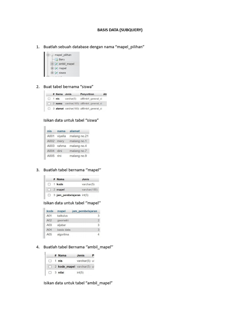 Basis Data Subquery | PDF