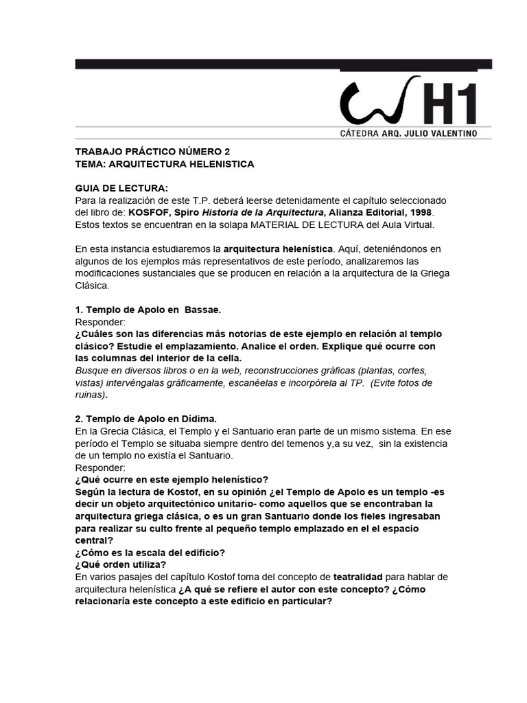 TP2 Instructivo H1 Valentino 2022 HELENISMO | PDF | templo | Periodo helenístico