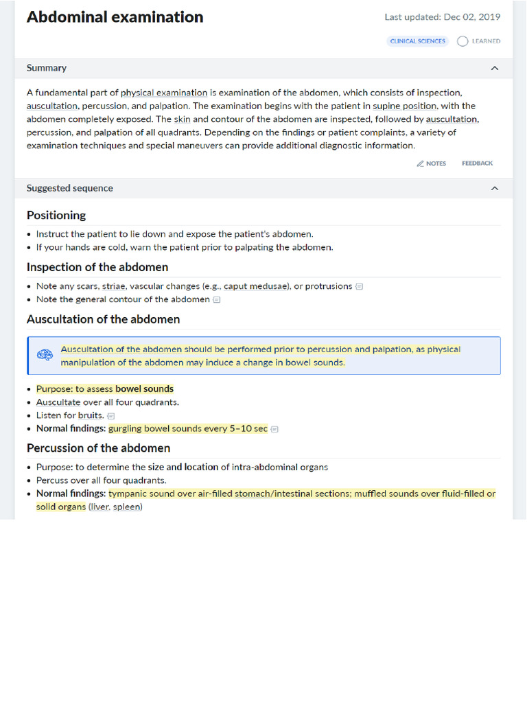 Amboss Abdominal Examination | PDF