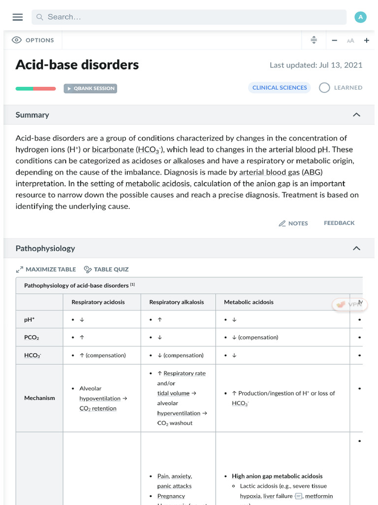 Amboss Acid-Based Disorders | PDF