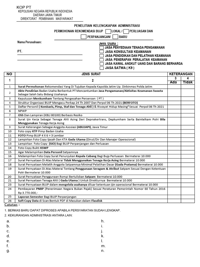 Persyaratan Perpanjangan Bujp 2024 | PDF