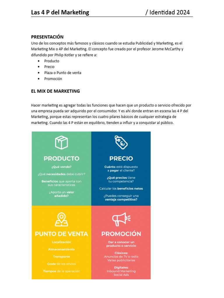Las 4 P del Marketing Explicadas | PDF | Marketing