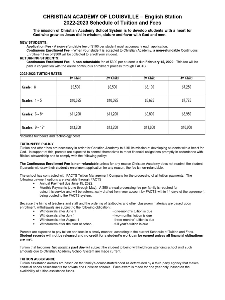 2022 2023 ES K 12 Tuition | PDF | Fee | Tuition Payments
