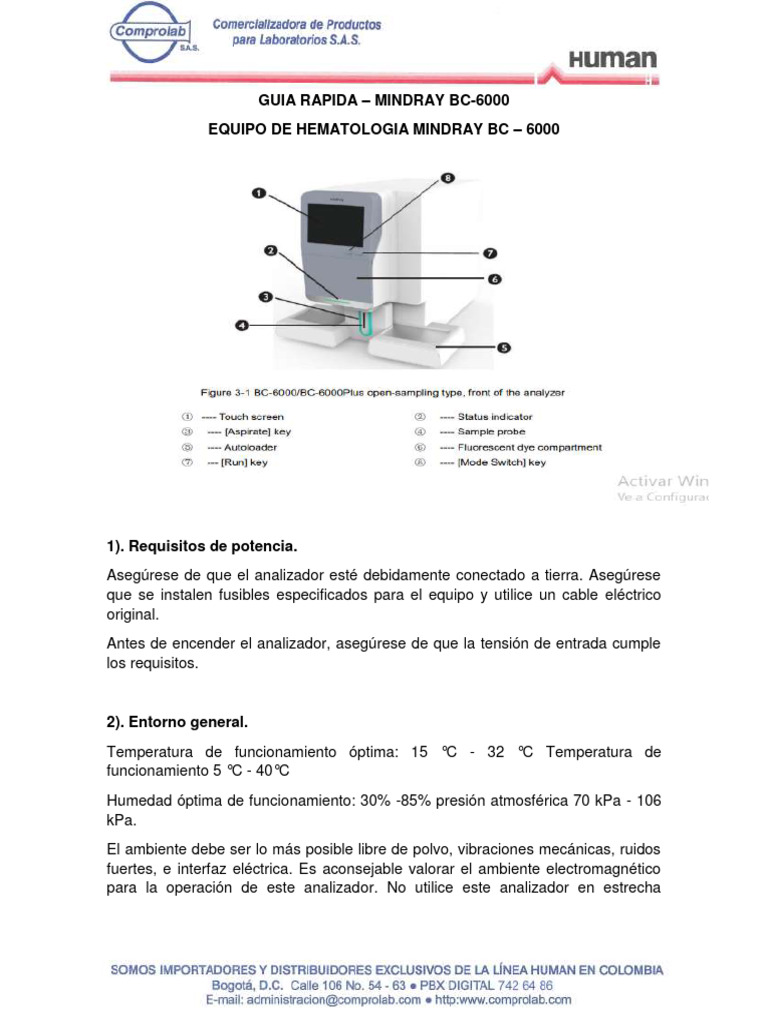 GUIA RAPIDA BC 6000 de Mindray | PDF