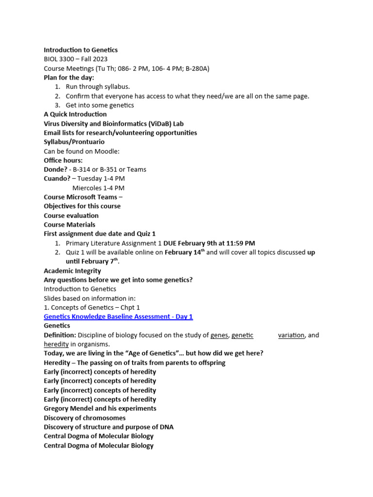 Introduction To Genetics | PDF | Dominance (Genetics) | Genetic Linkage