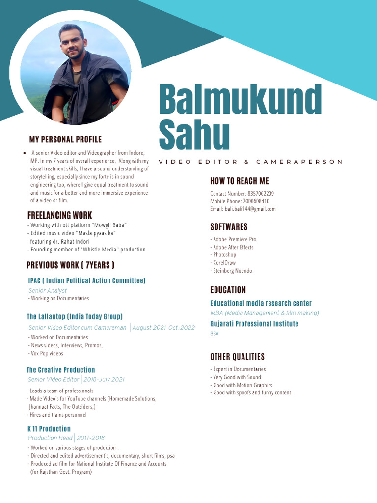 Balmukund Sahu Resume 0424 | PDF | Mass Media