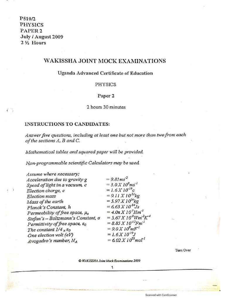 UACE-Physics-2-Past-papers | PDF