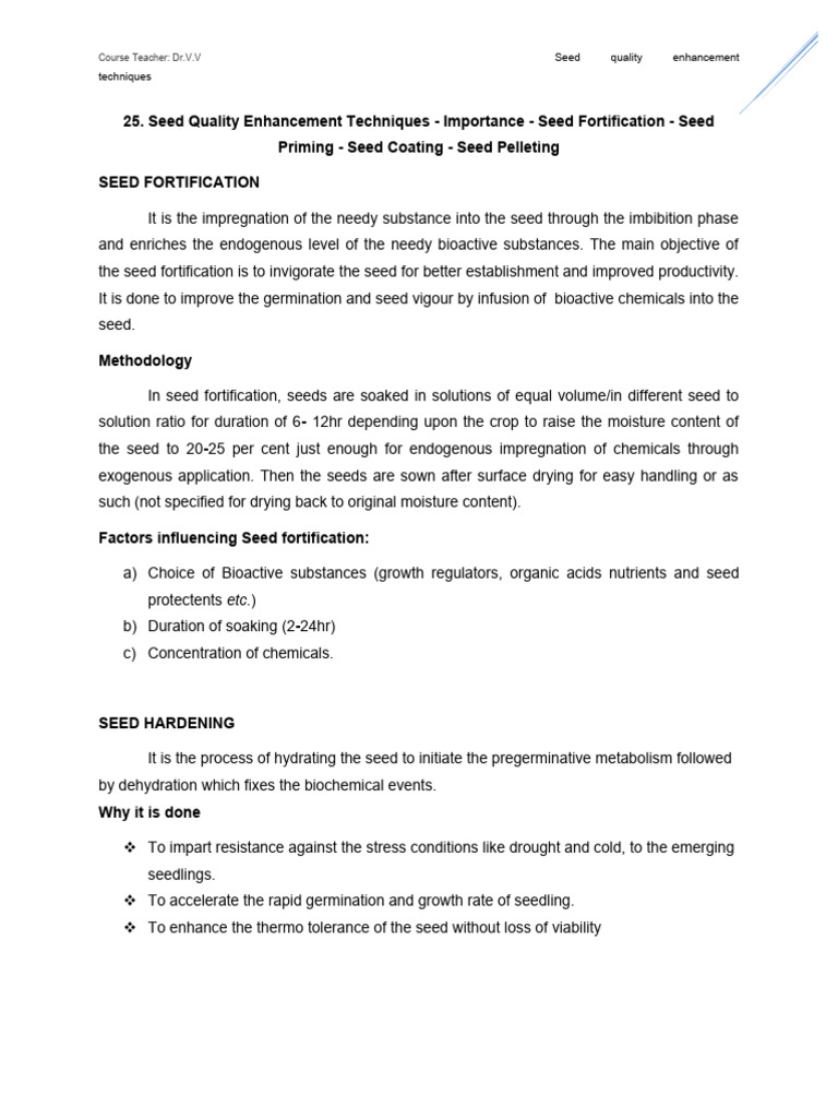 Seed Quality Enhancement Methods | PDF | Seed | Potassium Chloride