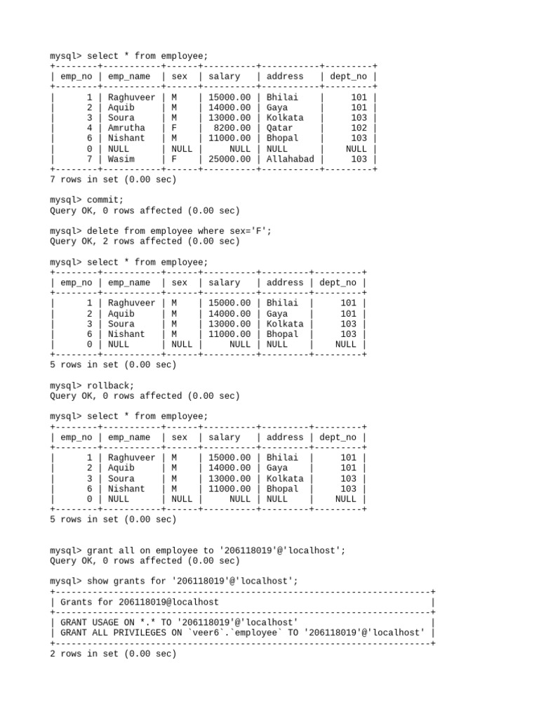 Dbms Lab7 | PDF | Databases | Data Management Software Dbms Lab7 | PDF | Databases | Data Management Software