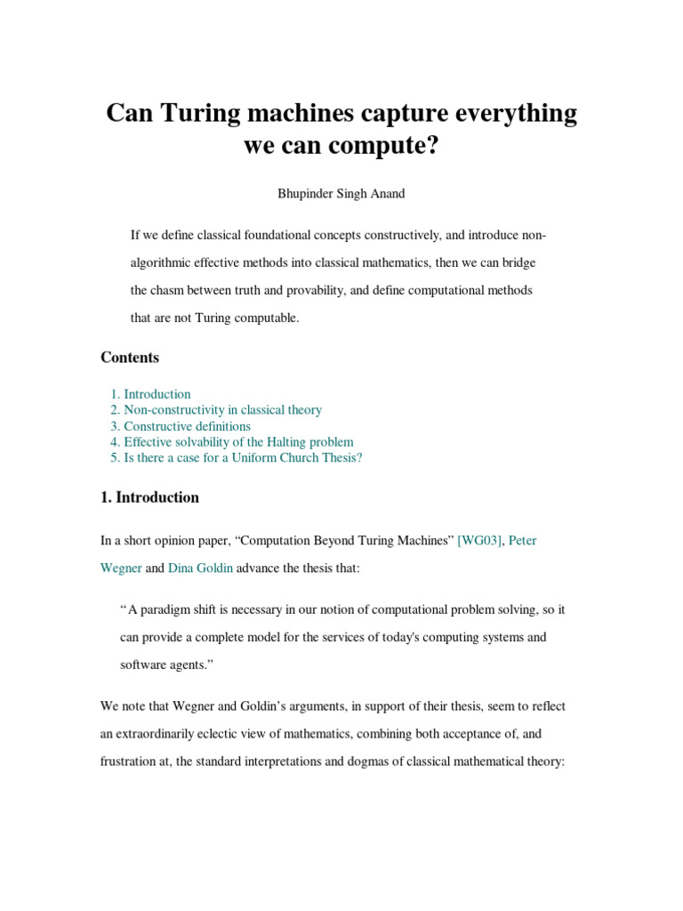 Can Turing Machines Capture Everything We Can Compute | PDF ...