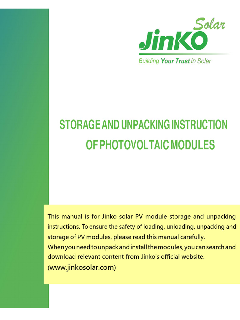Jinko Solar PV Module Handling Guide | PDF | Forklift | Pallet