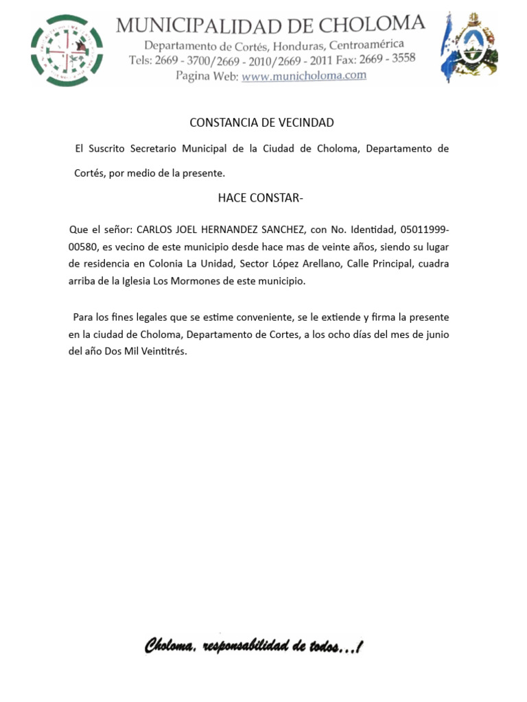 Constancia Vecinal | PDF