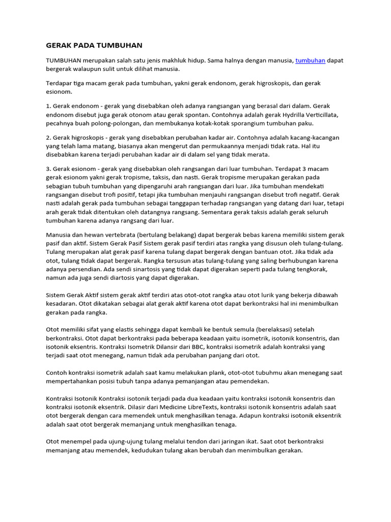 Gerak Tumbuhan: Jenis dan Contoh | PDF | Ilmu Sosial | Kesehatan Holistik