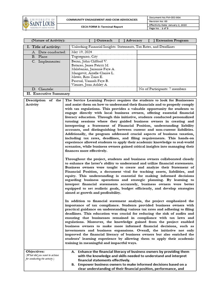 FM-CEC-004-FORM-3-Terminal-Report | Download Free PDF | Taxes | Balance ...