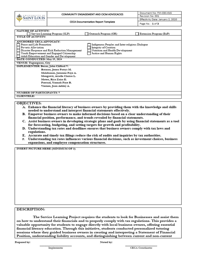 FM Cec 015 Narrative Report Template | PDF | Taxes | Balance Sheet