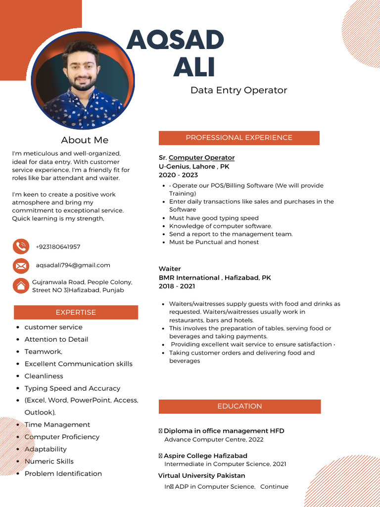 Aqsad Ali CV Resume - 2 | PDF | Waiting Staff | Computing