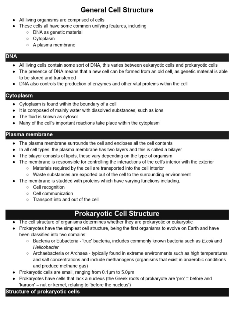Biology Notes Cell Structure SME | PDF | Cell (Biology) | Microtubule