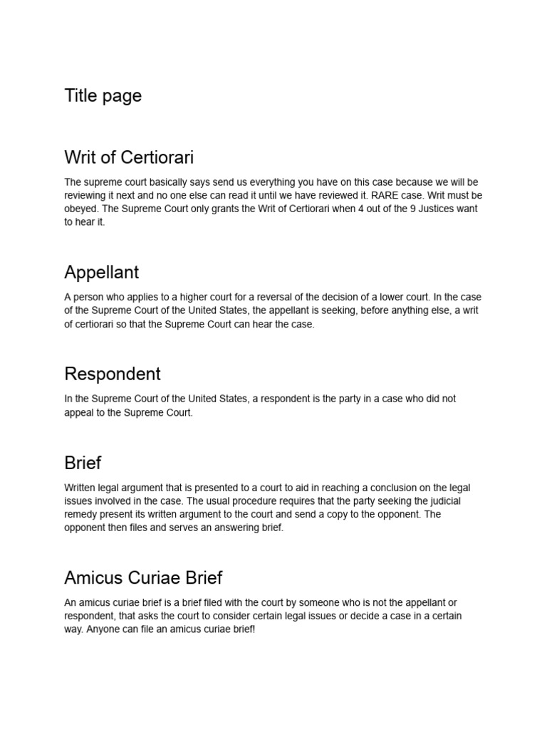 Surpreme Court Project | PDF | Appeal | Certiorari