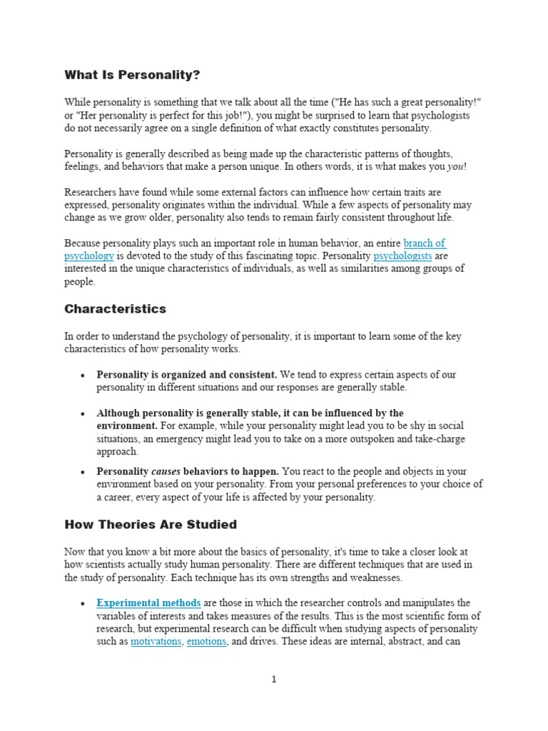 Personality Theory Pdf Id Personality Psychology