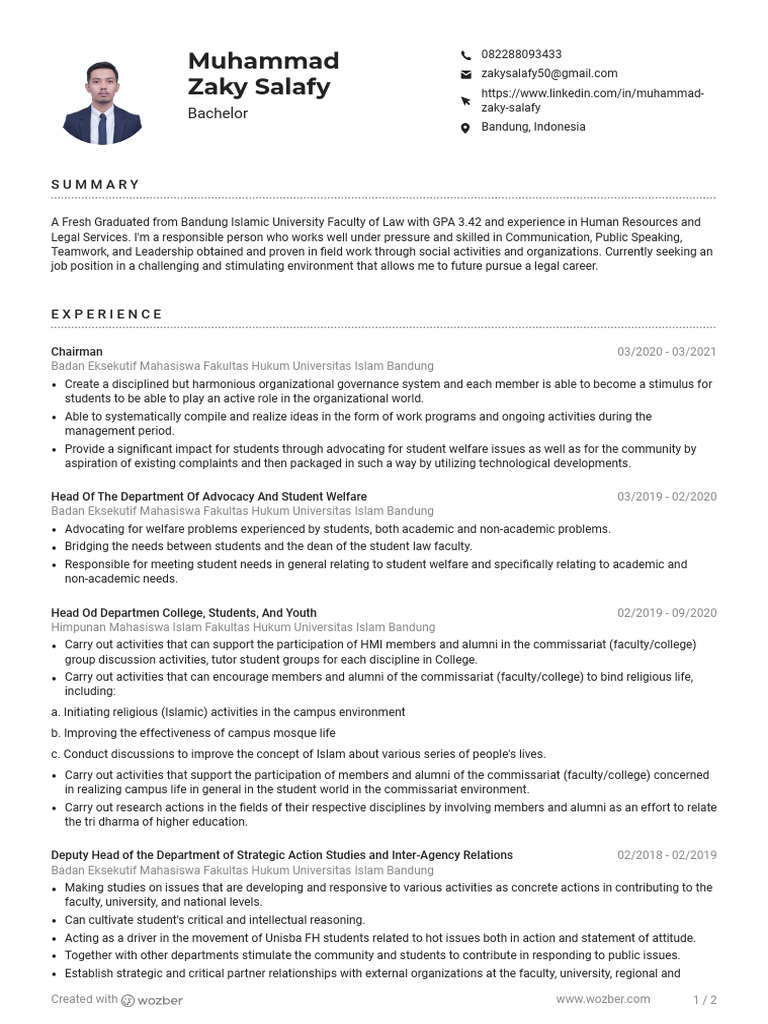 Curiculum Vitae - Muhammad Zaky Salafy | PDF | Social Psychology