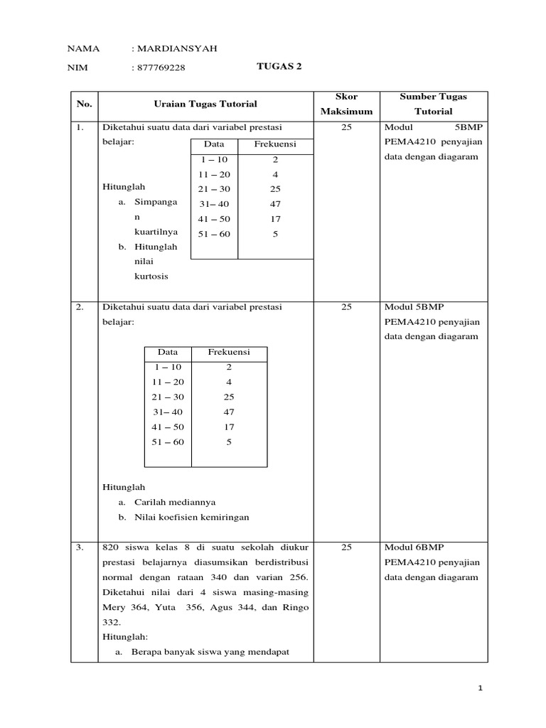 Tugas 2 STATISTIKA PENDIDIKAN | PDF