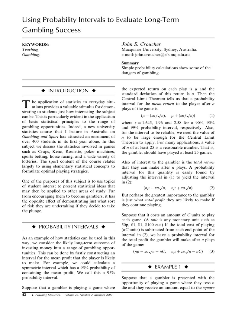 Using Probability Intervals To Evaluate Long-Term Gambling Success ...