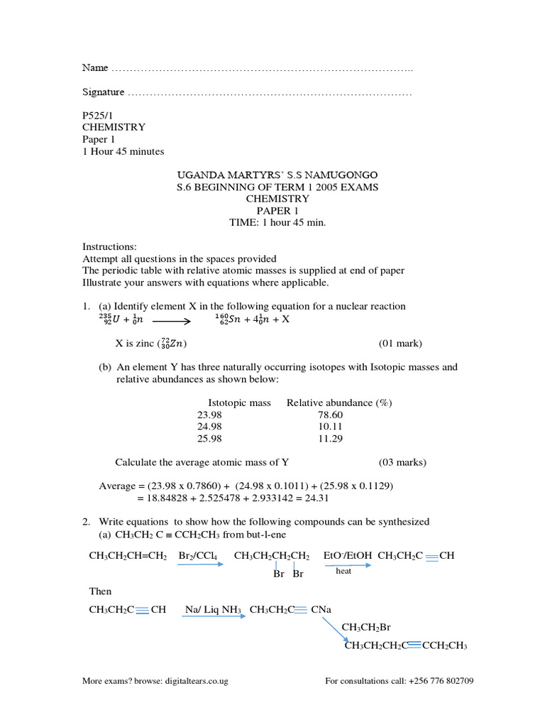 A Level Chemistry Paper 1 Set 29 Marking Guide | PDF | Osmosis | Acid