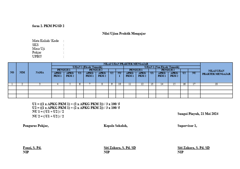 Form 2 PKM PGSD 2 | PDF