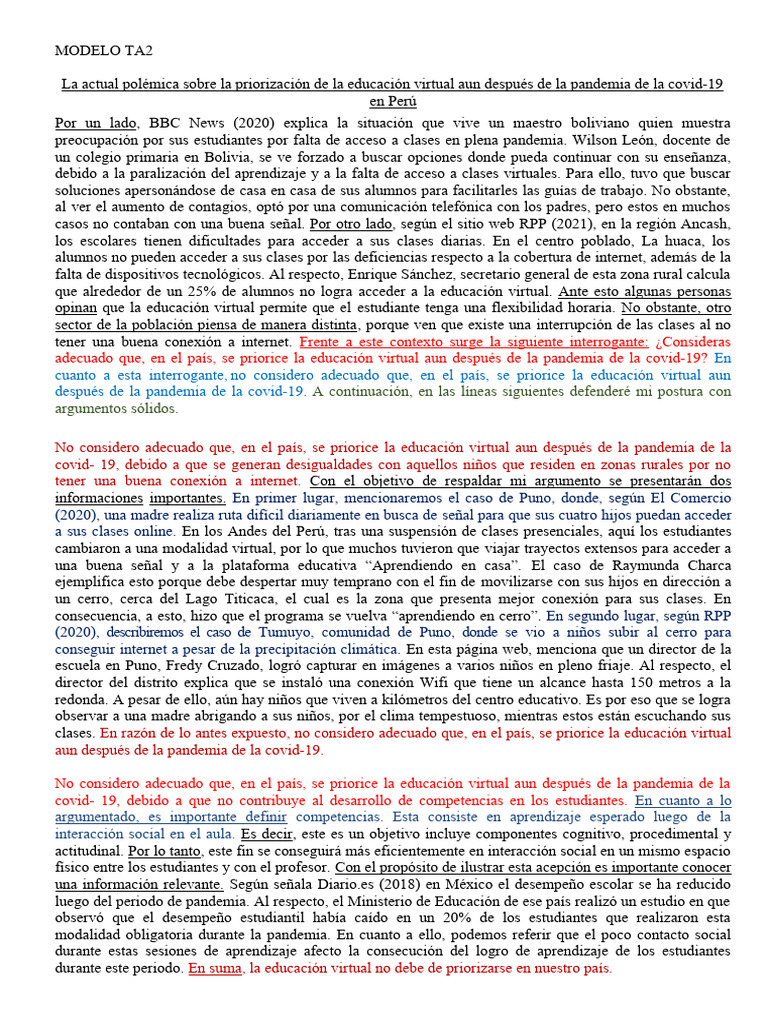 Modelo Ta2 - para Chat | PDF | Internet | Aprendizaje