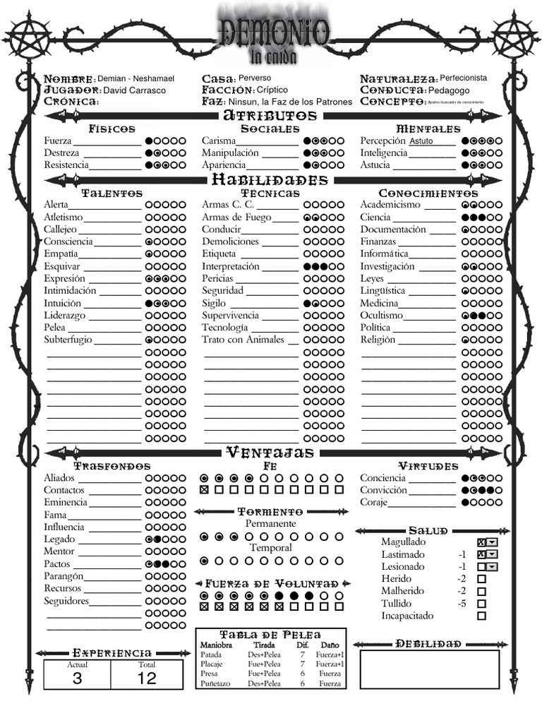 WoD Ficha Demonio Neshamael | PDF