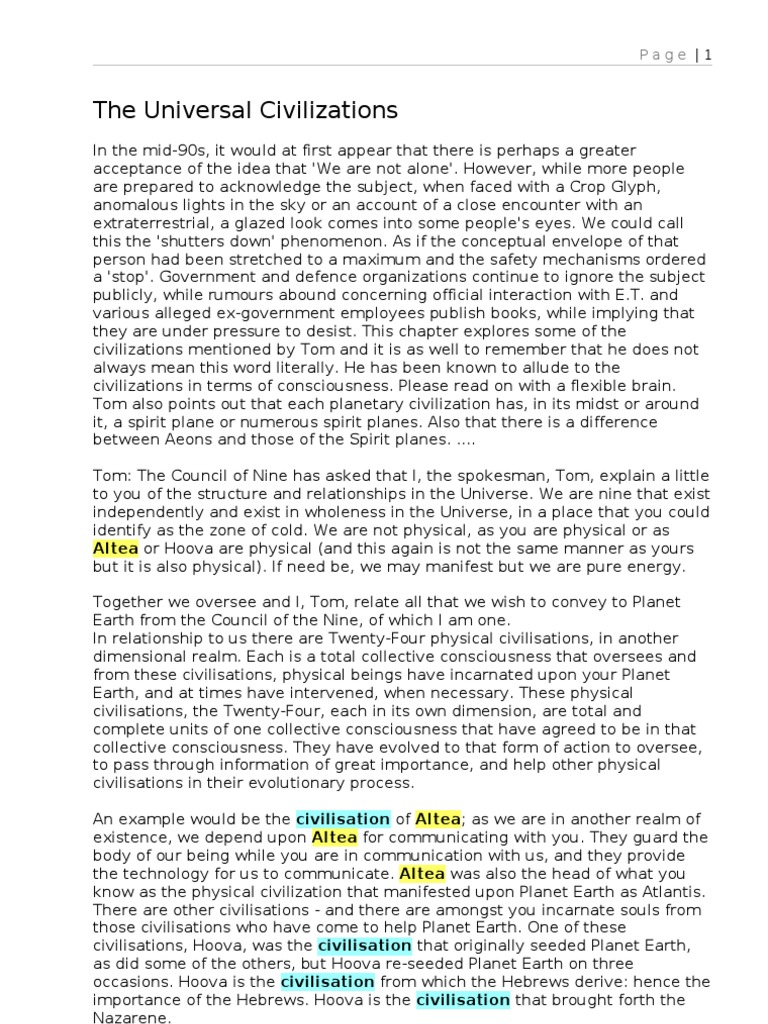 Exploring the Structure and Relationships of Universal Civilizations ...