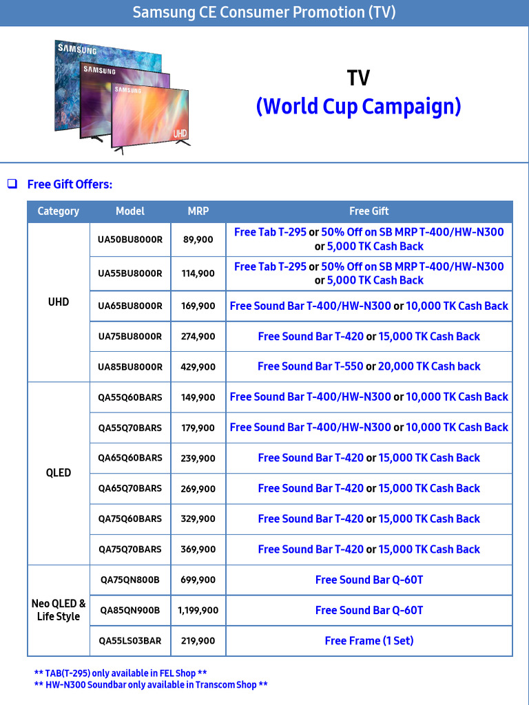 SAMSUNG CE December'22 CP Offer - One Pager | PDF | Machines | Manufactured Goods