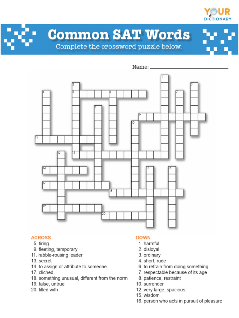 390.sat Words Crossword Puzzle 2 | PDF