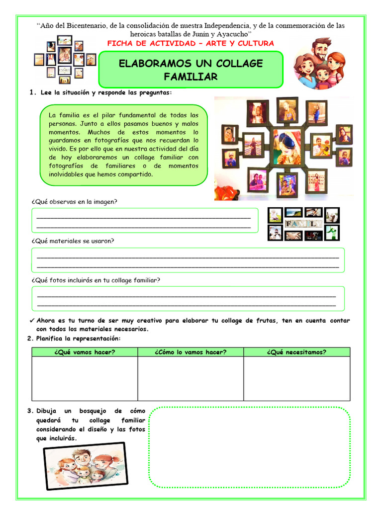 Ficha-Viern-Arte-Elaboramos Un Collage Familiar | PDF