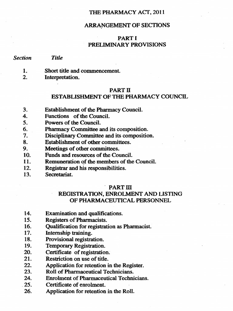 1 The Pharmacy Act, 2011 | PDF | Pharmacist | Pharmacy