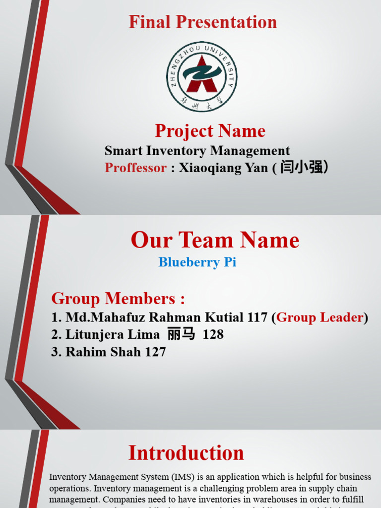 Final Presentation of Group 10th | PDF | Inventory | Databases