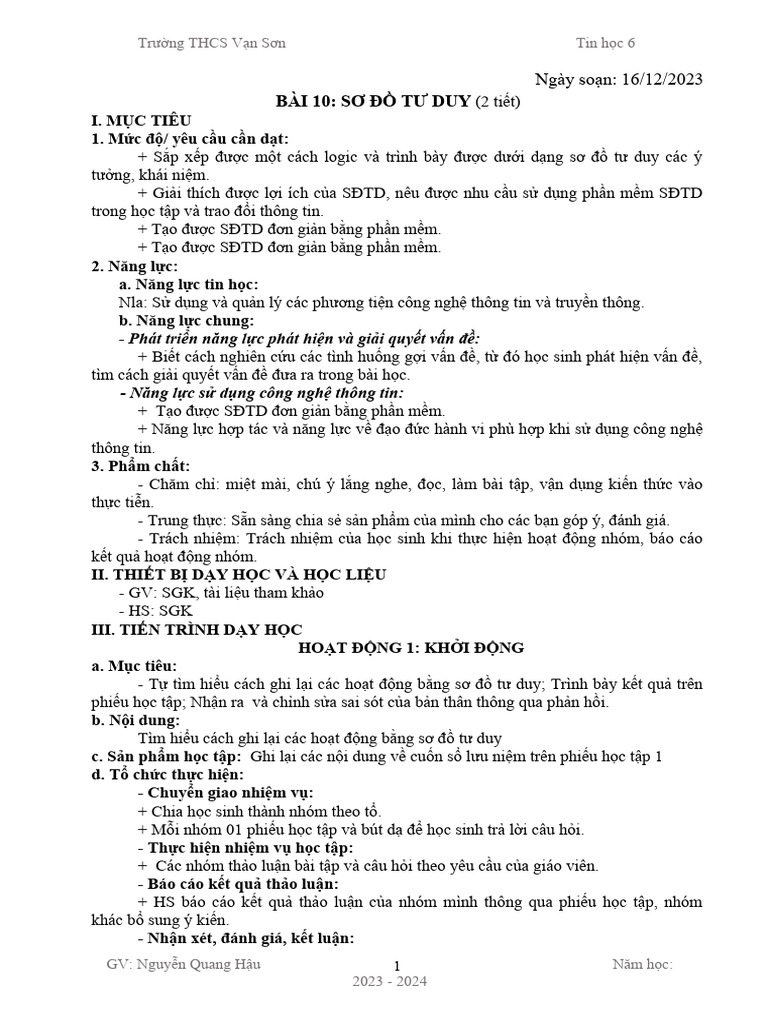 Tin 6 - 10 Sơ Đ Tư Duy | PDF