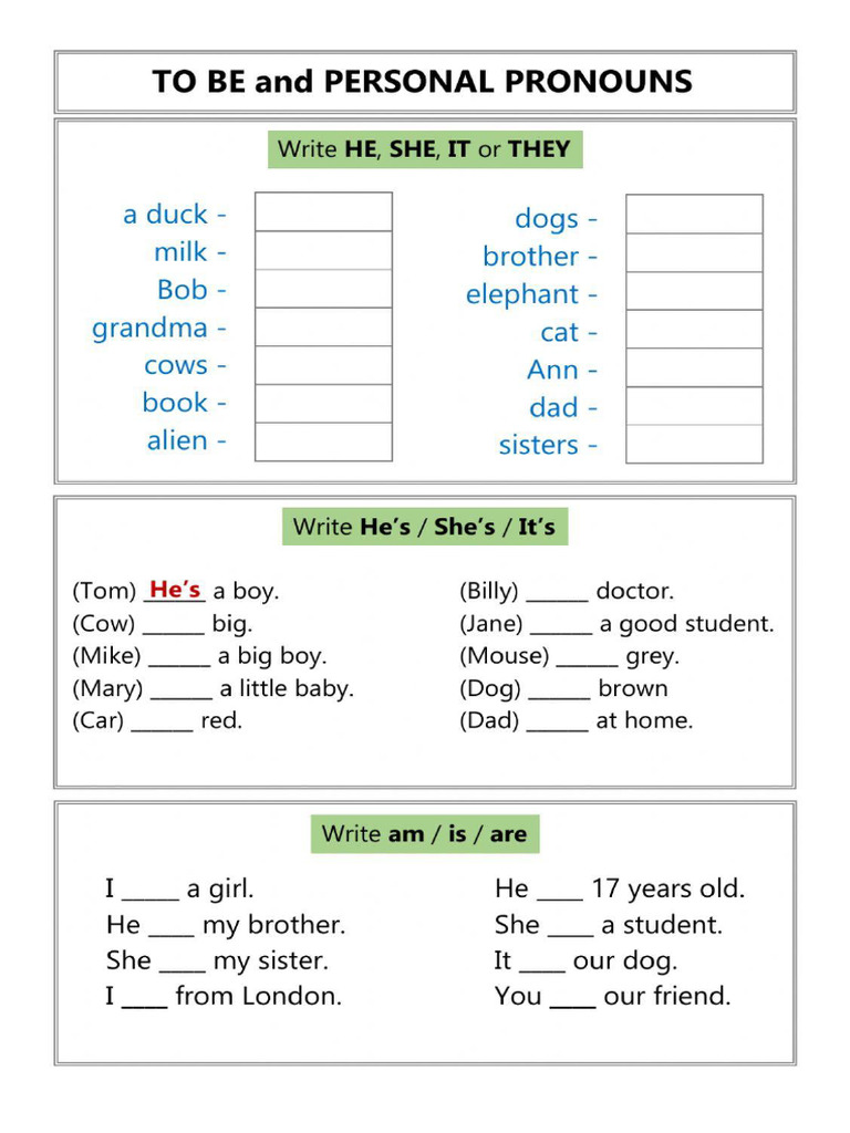 VERB TO BE AND PERSONAL PRONOUNS | PDF