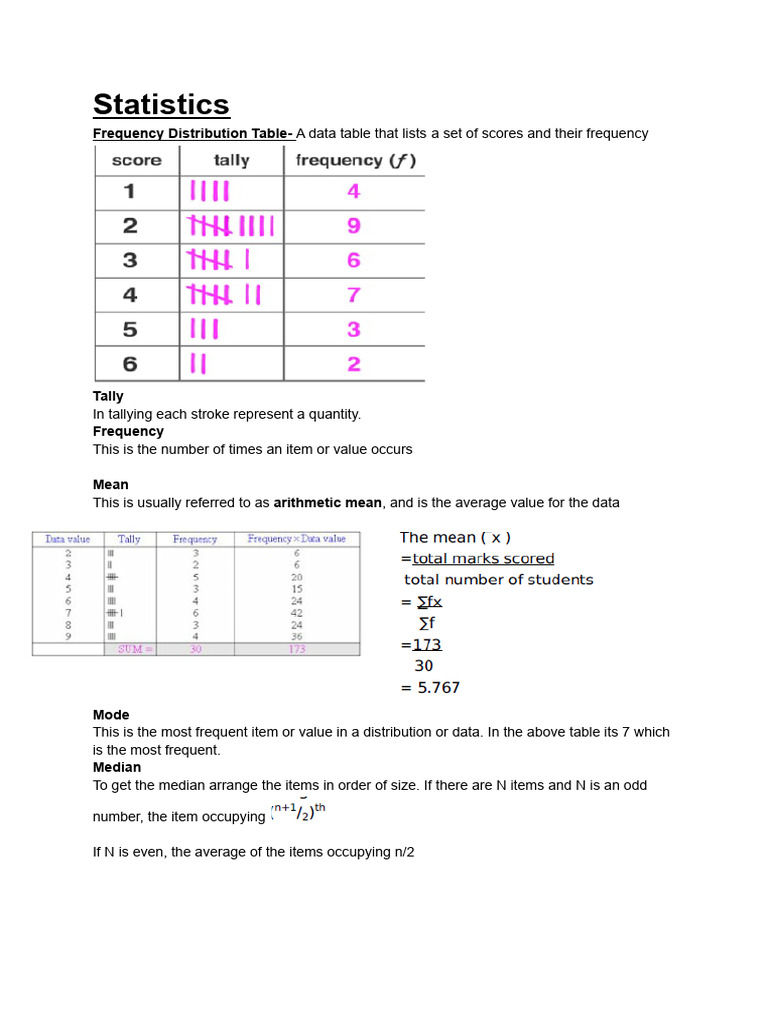 ALLAN - Statistics | PDF | Mean | Mode (Statistics)