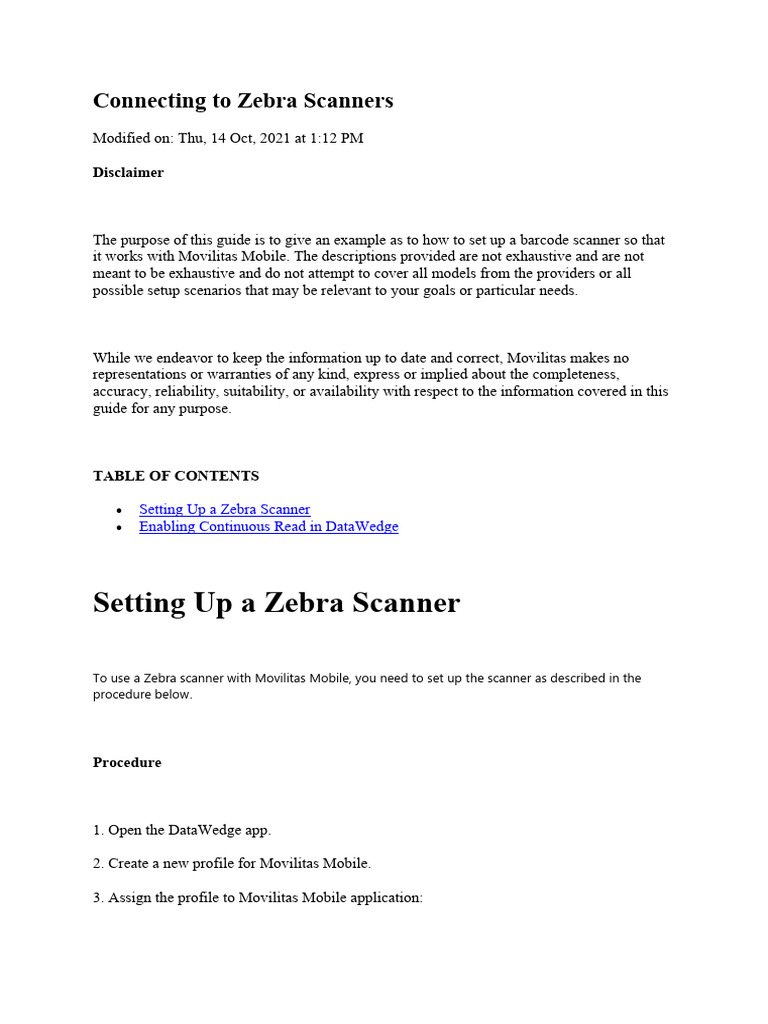 Connecting To Zebra Scanners | Download Free PDF | Image Scanner | Barcode