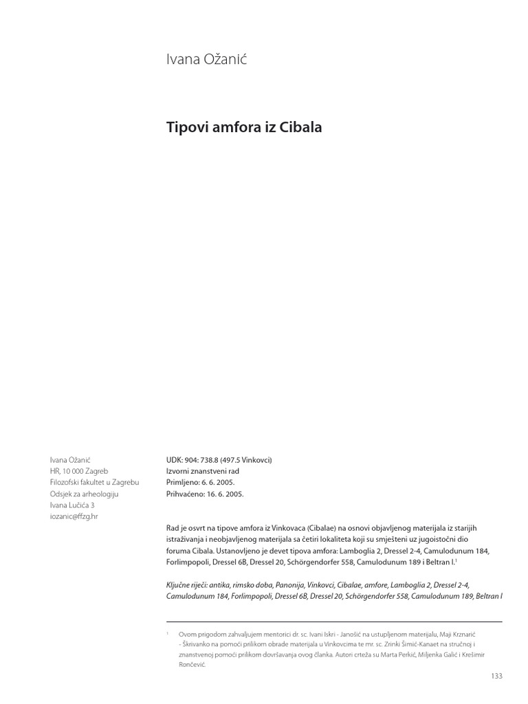 Amfore Iz Cibale | PDF
