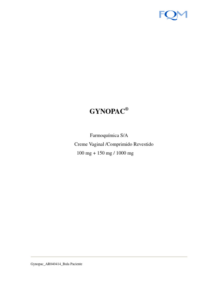 Gynopac Farmoquimica 2 Comprimidos Creme 35g Com 7 Aplicadores | PDF ...
