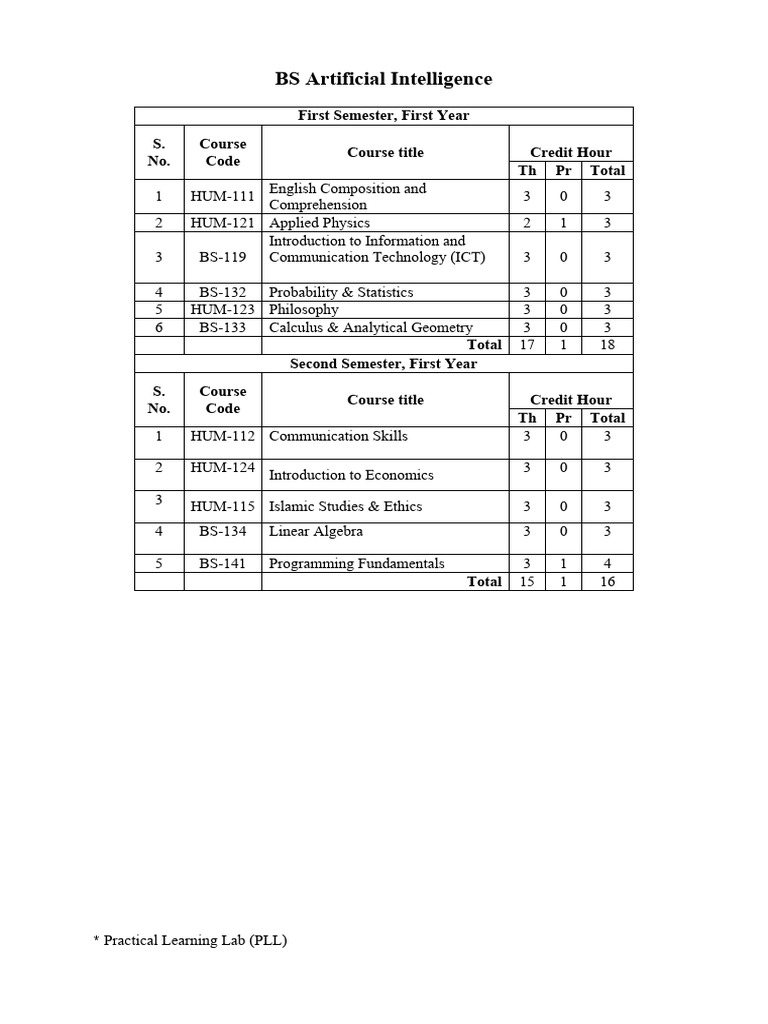 BSAI | PDF | Computing | Course Credit
